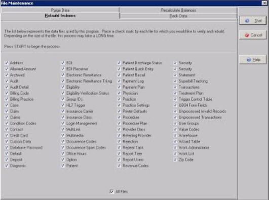 File maintenance | Medisoft on the Cloud